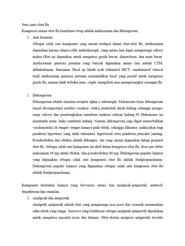 Jenis Jenis Obat Flu | PDF