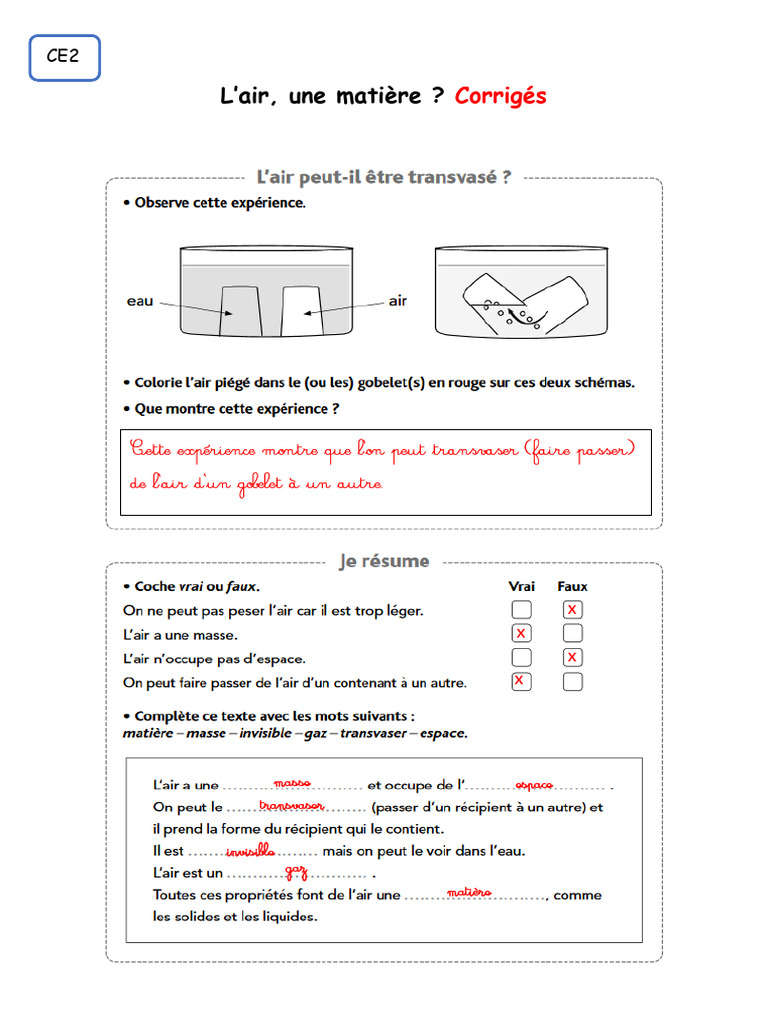 Air Ce2 Fiche 2 Corriges | PDF