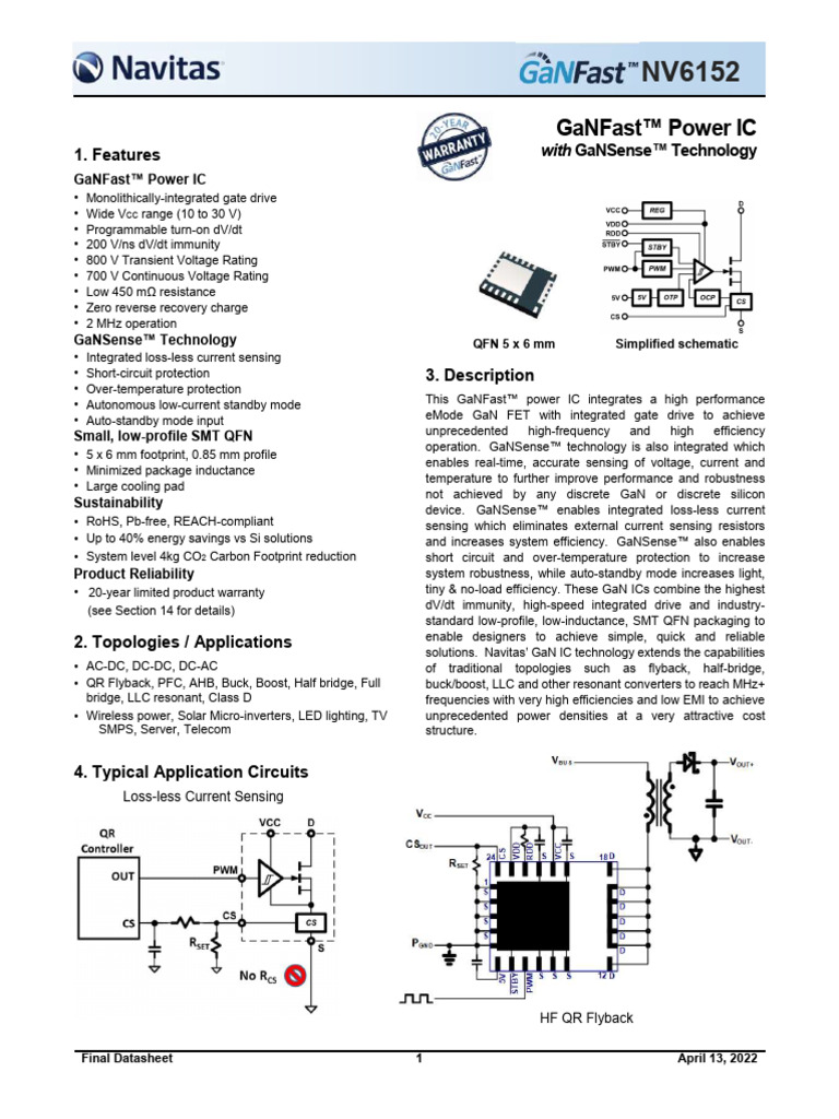 NV6152 Datasheet FINAL 04-13-22 | PDF | Field Effect Transistor | Physical Sciences