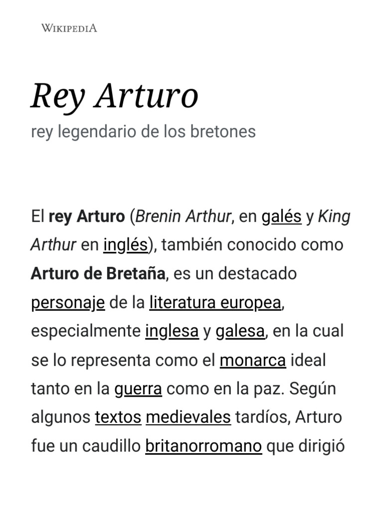 Rey Arturo - Wikipedia, La Enciclopedia Libre | PDF | Viajes y turismo ...