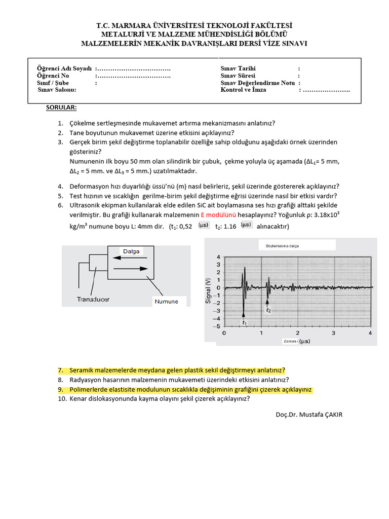 Malzemelerin Mekanik Davranislari Vize | PDF