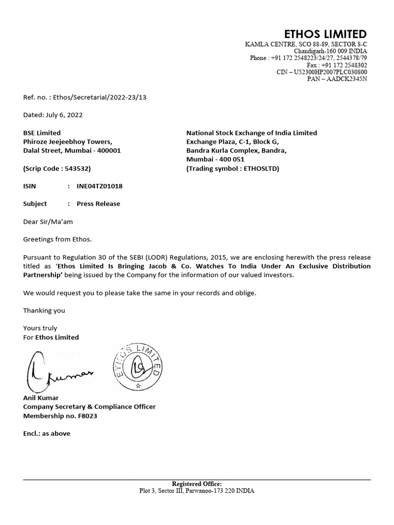 Ethos Limited | PDF | Luxury Goods | Brand