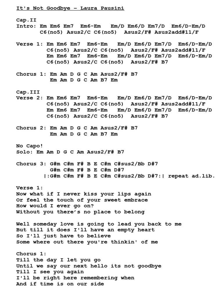 It's Not Goodbye | PDF