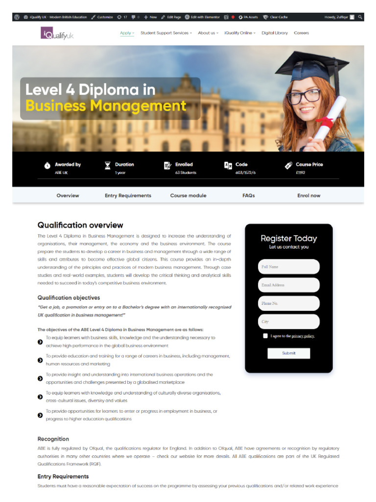 Level 4 Diploma in Business Management | PDF