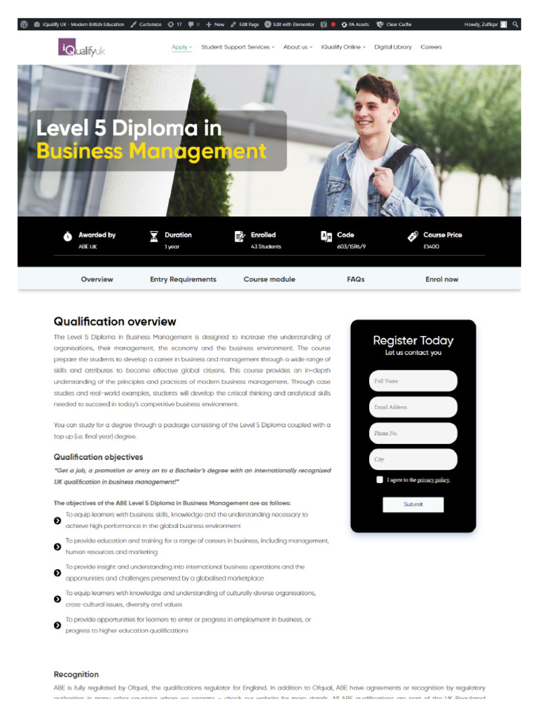 Level 5 Diploma in Business Management | PDF