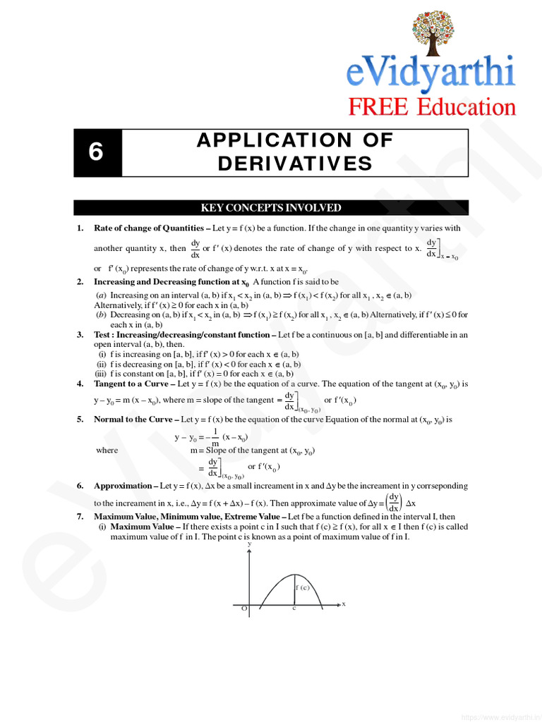 Class-12-Application of Derivatives Formulas | PDF