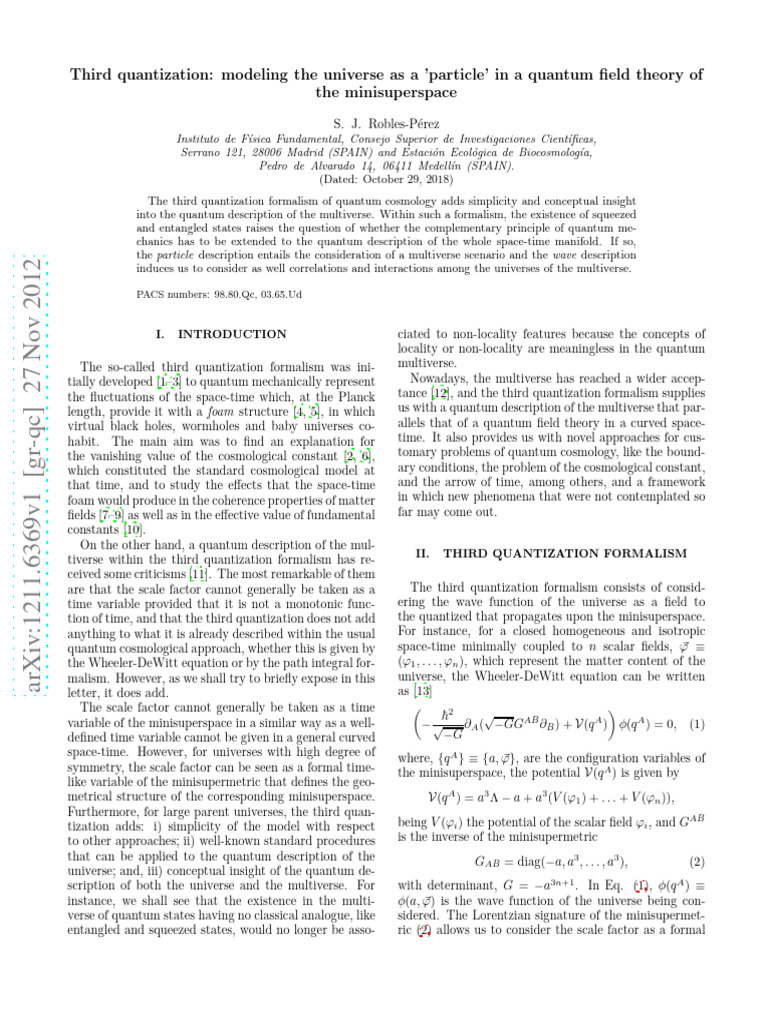 Third Quantisation | PDF