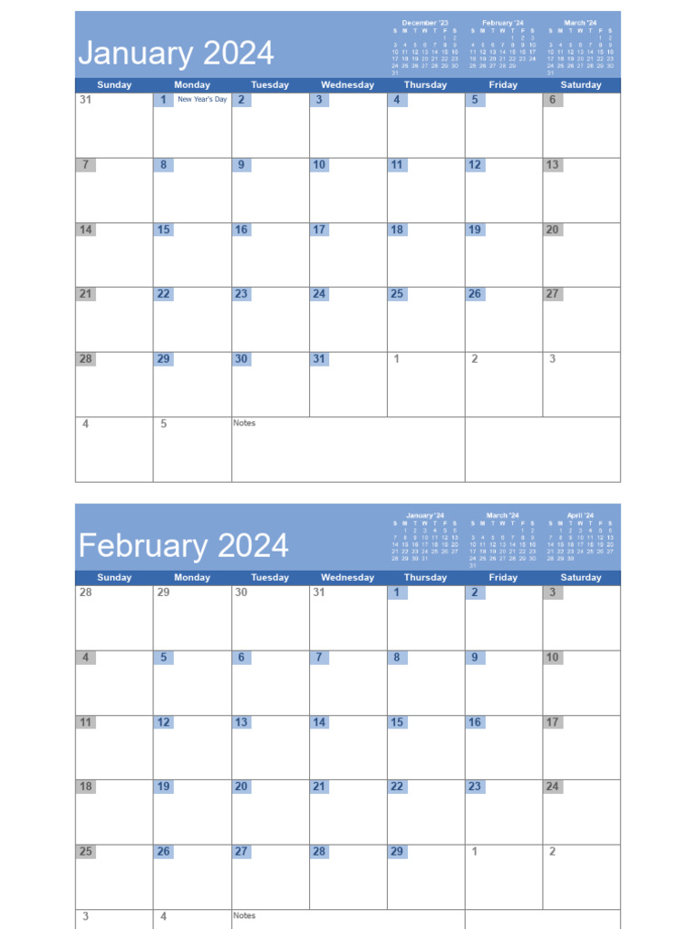 2024 Yearly Calendar Overview | PDF