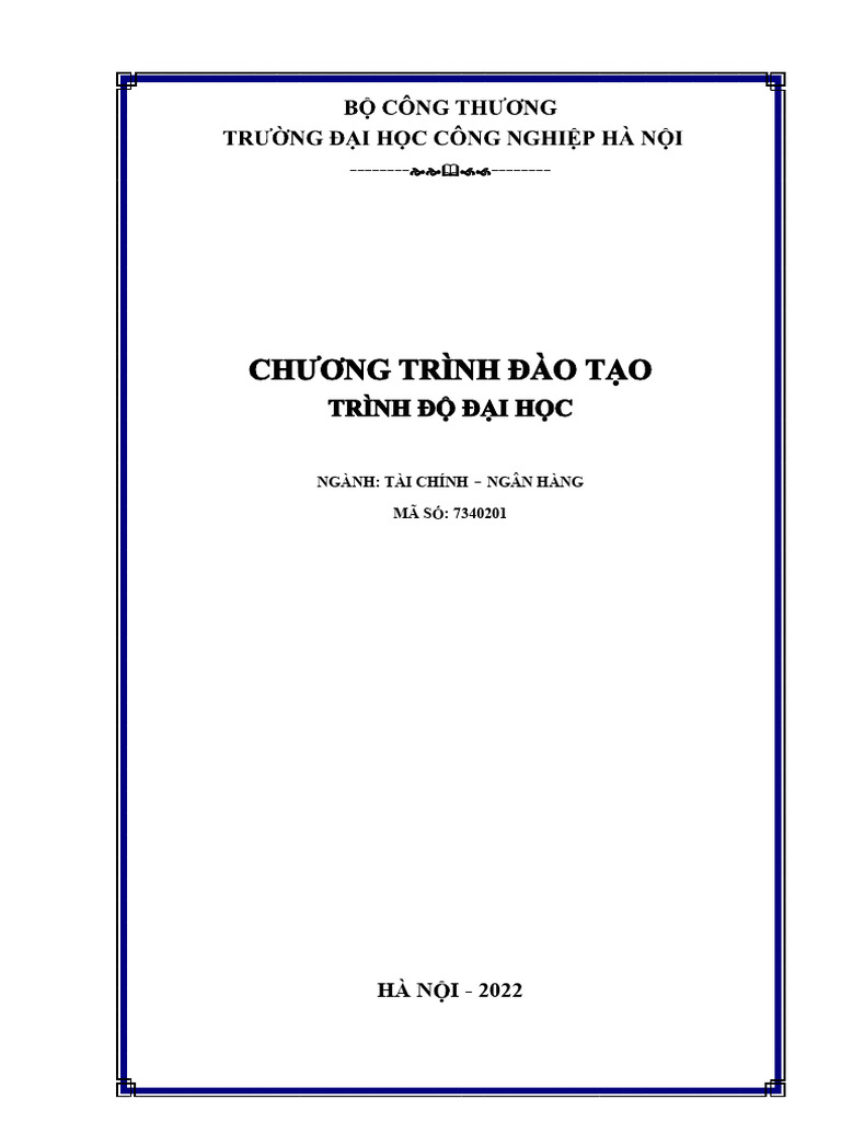 Khung CT Đào Tạo TCNH - Bản 2022 | PDF