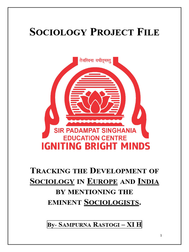 Sociology Project File | PDF | Sociology | Émile Durkheim
