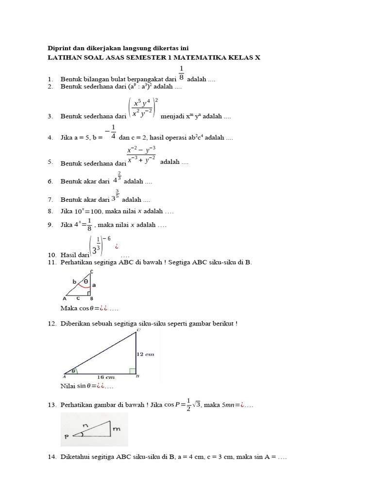 Latihan Asas Matematika Kelas X | PDF | Metode & Bahan Ajar