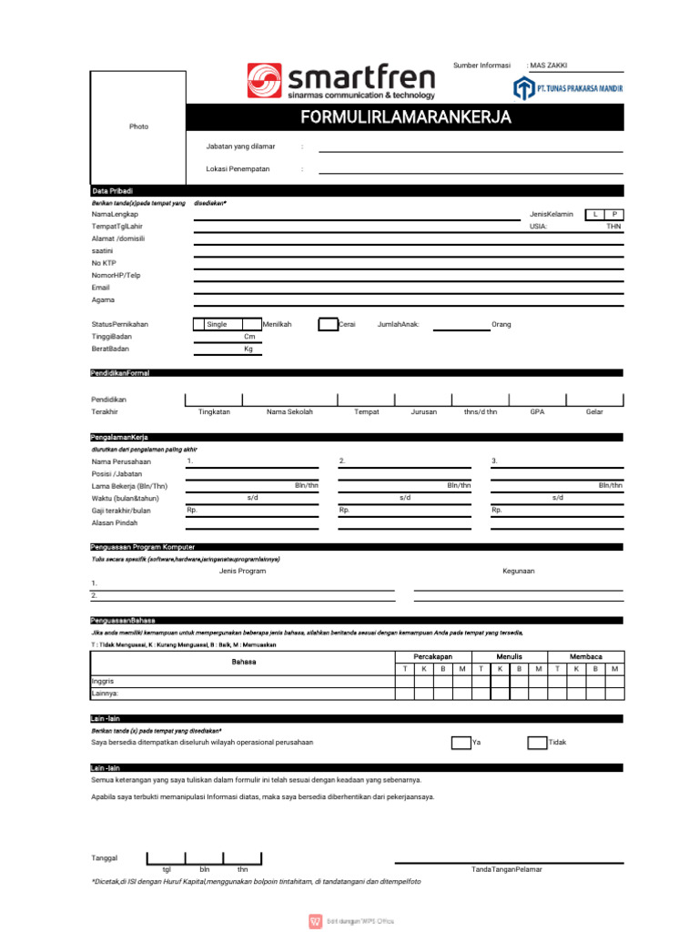 Formulir Pendaftaran Smartfren | PDF