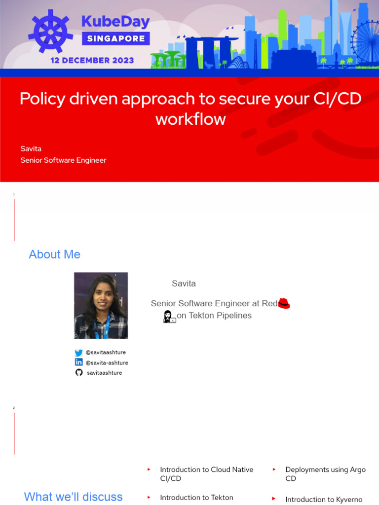Policy driven approach to secure your CI_CD workflow - Kubeday Singapore | PDF