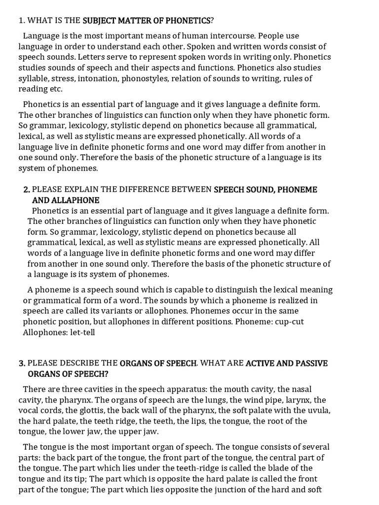 Phonetics: Speech Sounds and Structures | PDF