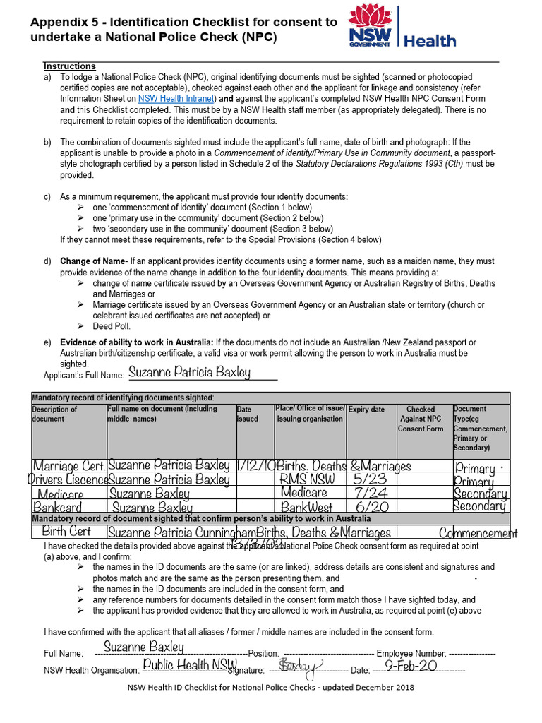 Appendix 5 NPC Identification Checklist form 21 December 2018 | PDF