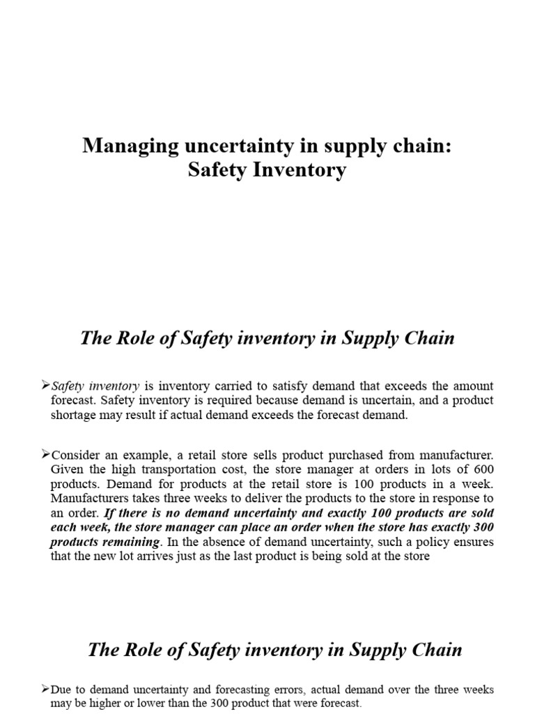 Managing Uncertainty in Supply Chain Safety Inventory | PDF | Business