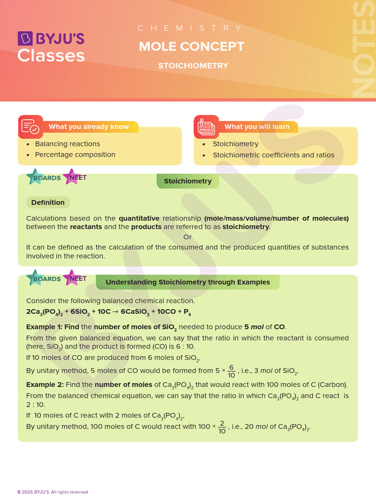 7 Stoichiometry | PDF | Stoichiometry | Mole (Unit)