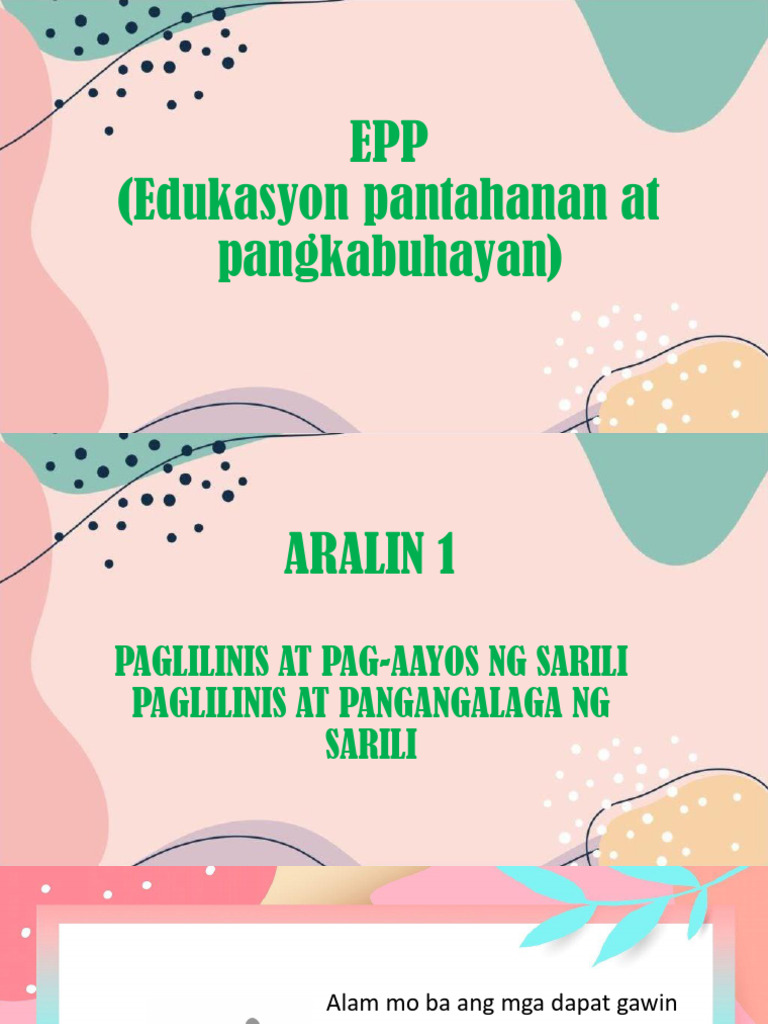 Week 1 2 EPP 4 Aralin 1 Pangangalaga Sa Sarili Q1 | PDF