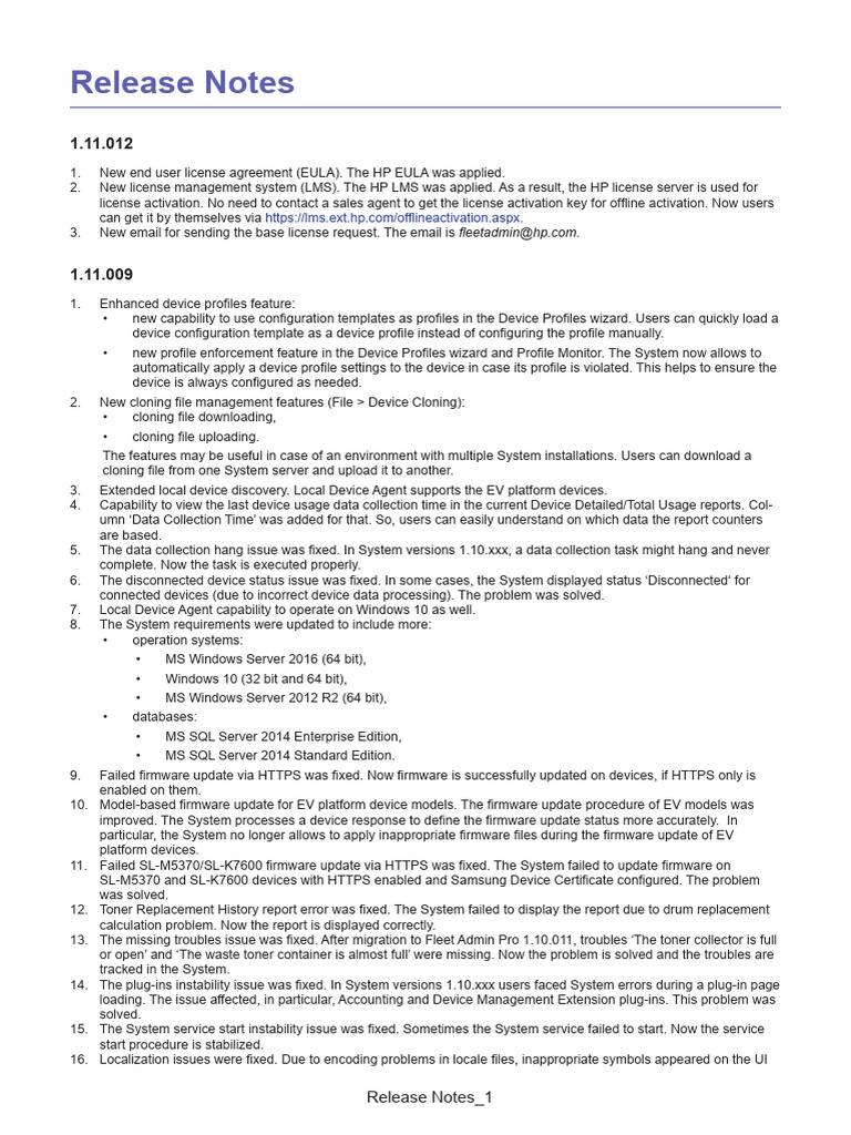 Release Notes - 1 | PDF