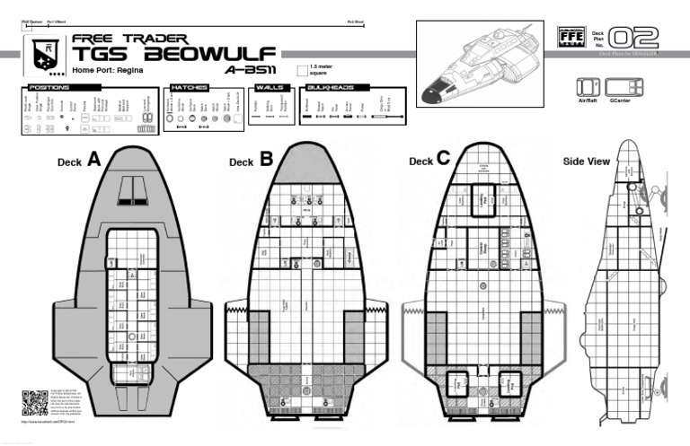 Traveller 5e - Deckplans - 22 - Free Trader | PDF