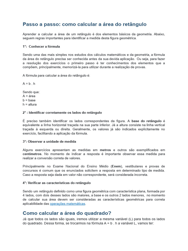 Calcular Perimetros e Areas Fundamental 1 | PDF | Geometria | Matemática