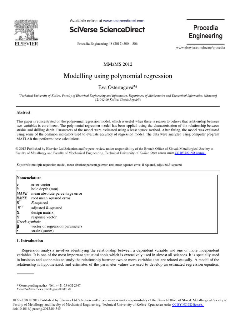 Paper On Polynomial Regression | PDF