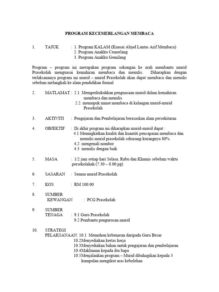 Program Kecemerlangan Membaca | PDF