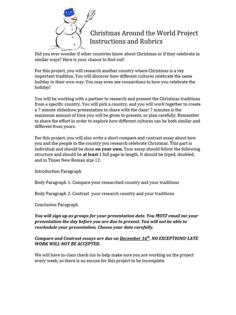 Christmas Traditions Worldwide Project | PDF