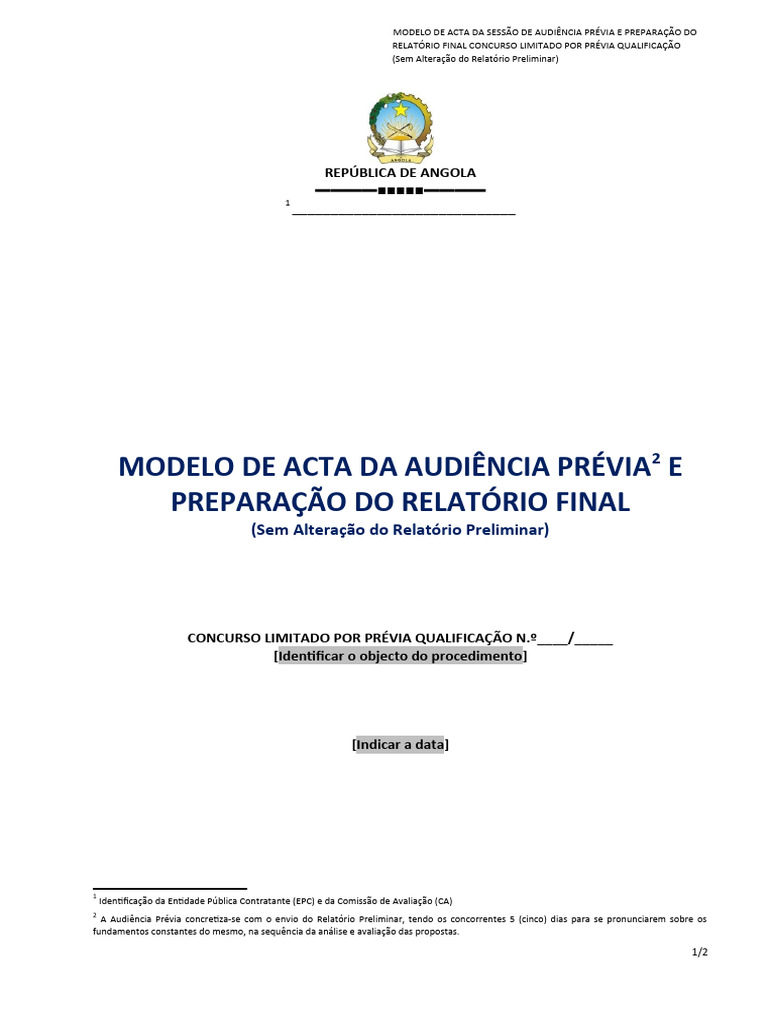 Modelo de Acta de Reunião Prévia | PDF