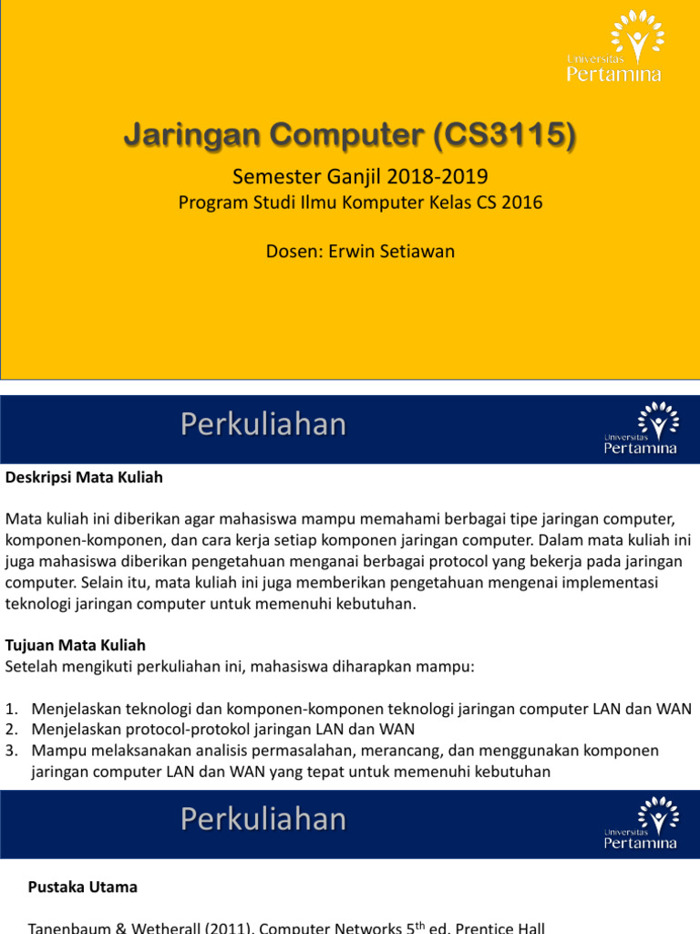 Week 1-2 Jaringan Komputer - Introduction Ganjil 2018-2019 (Autosaved) (Autosaved) | PDF