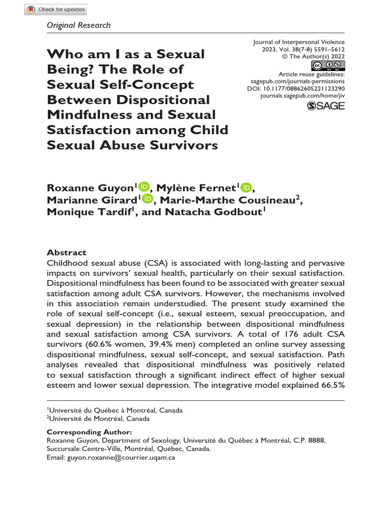 Who Am I As A Sexual Being The Role Of Sexual Self Concept Pdf
