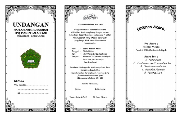 Undangan Haflah Akhirussanah TPQ | PDF