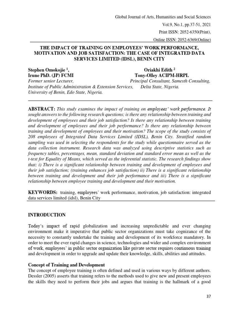 Training's Impact on Employee Performance | PDF | Standard Deviation ...