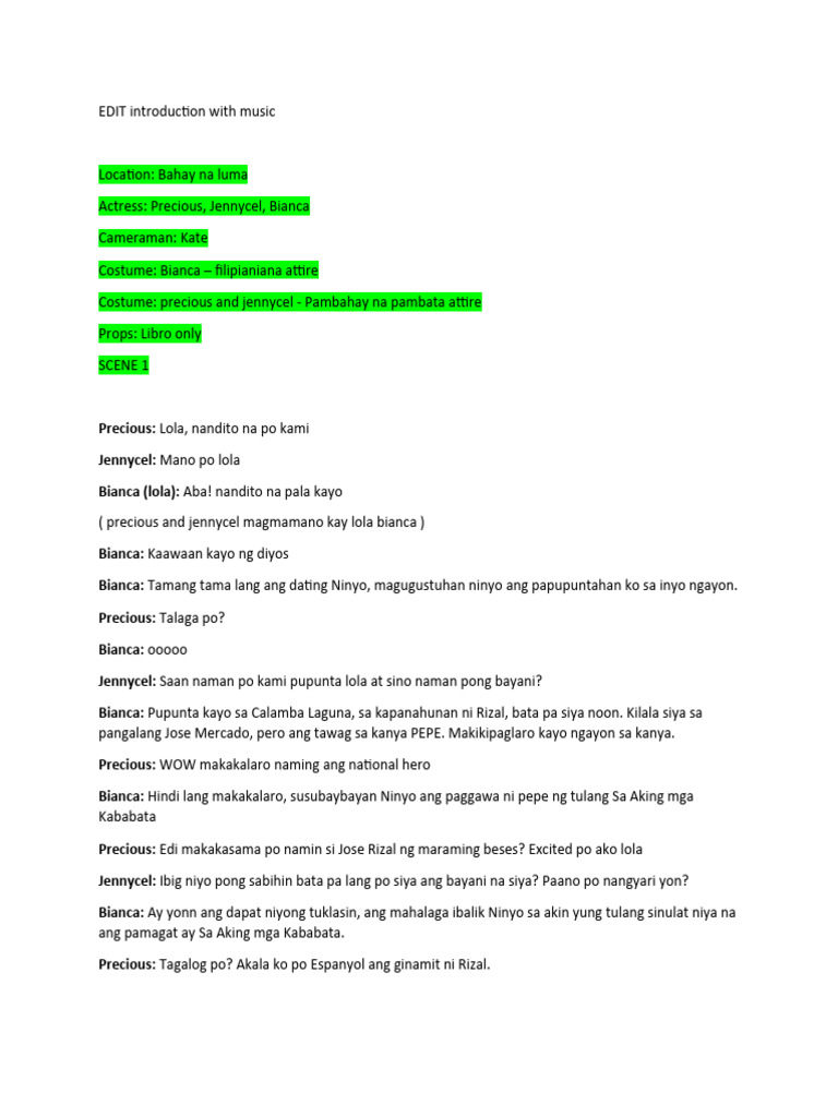 Script For Jose Rizal | PDF