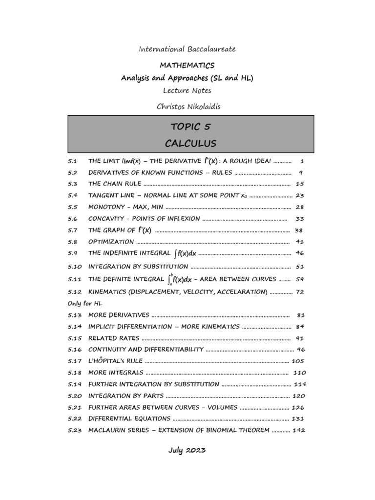 Topic 5. Calculus | PDF