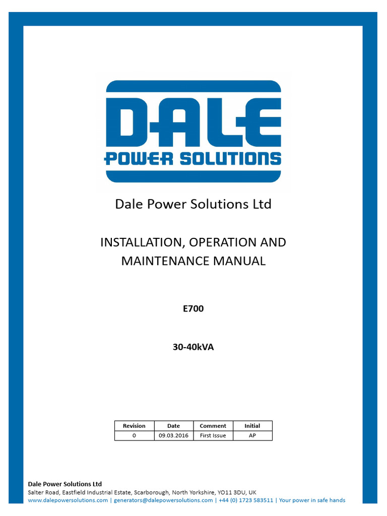E700 30-40kVA Installation, Operation and Maintenance Manual | PDF ...