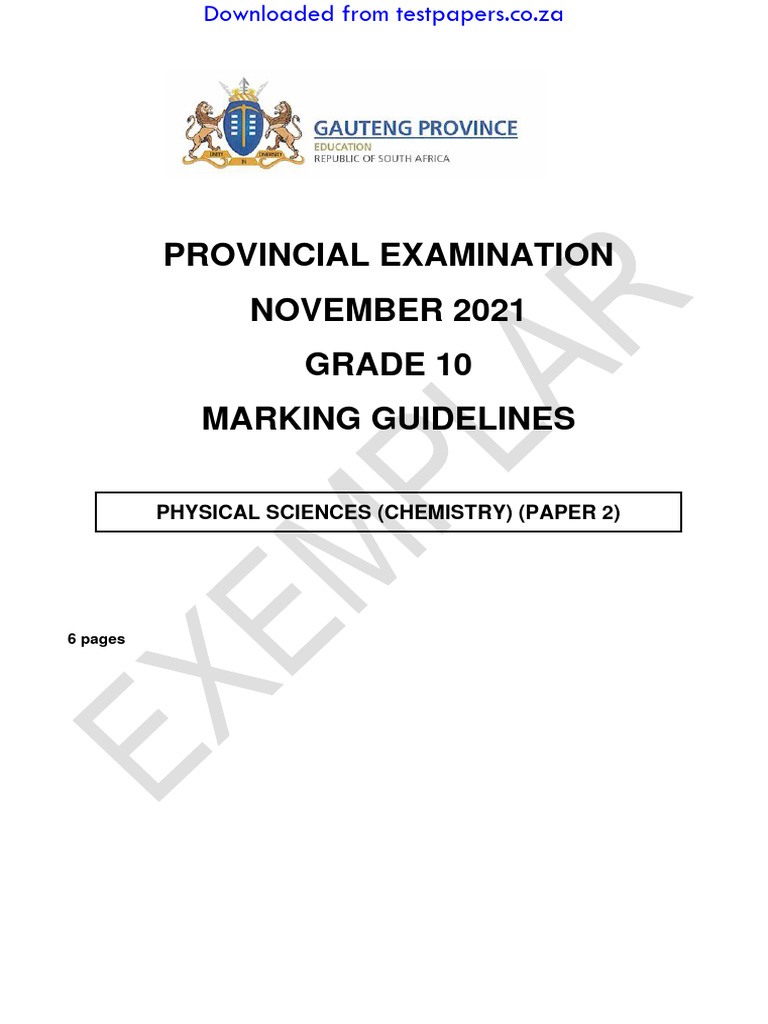 Gr10 Physical Sciences P2 (ENG) NOV Possible Answers | PDF