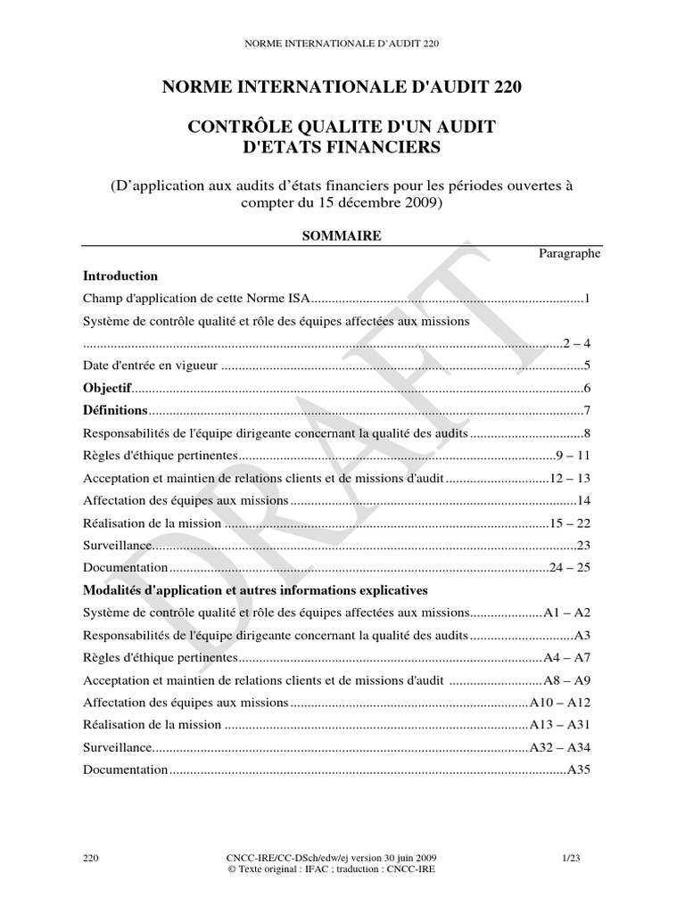 ISA 220-Version 30 Juin 2009 | PDF | Ordinateurs