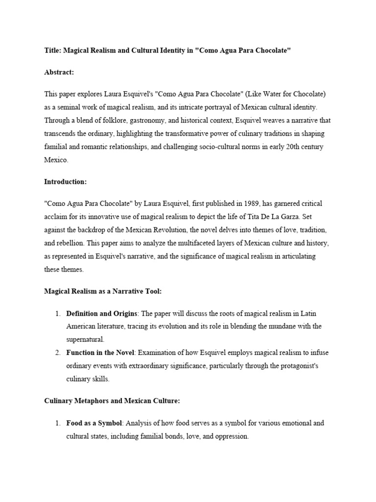 Title: Magical Realism and Cultural Identity in "Como Agua para ...