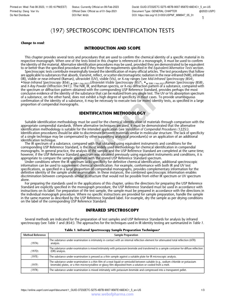 〈197〉 Spectroscopic Identification Tests | PDF | Spectroscopy ...