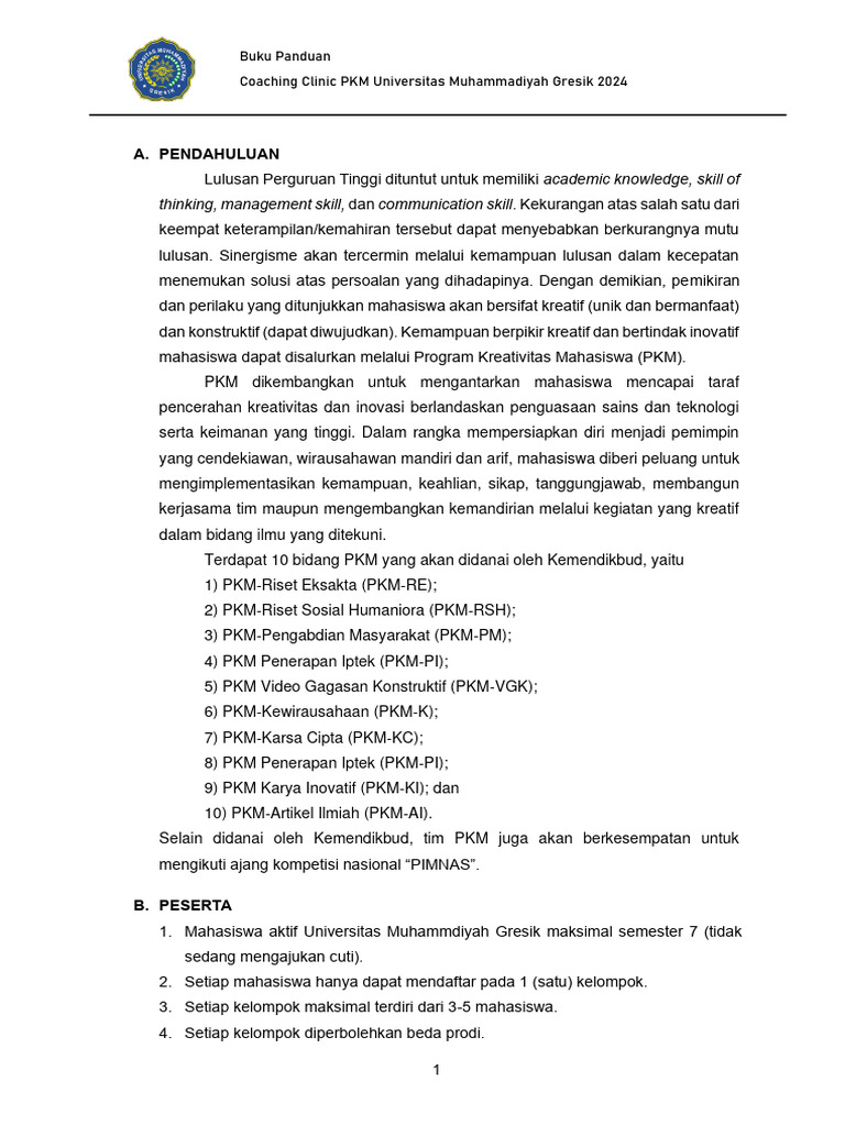 Buku Pedoman PKM | PDF