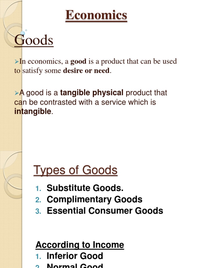An Analysis of Different Types of Goods According to Their Economic ...