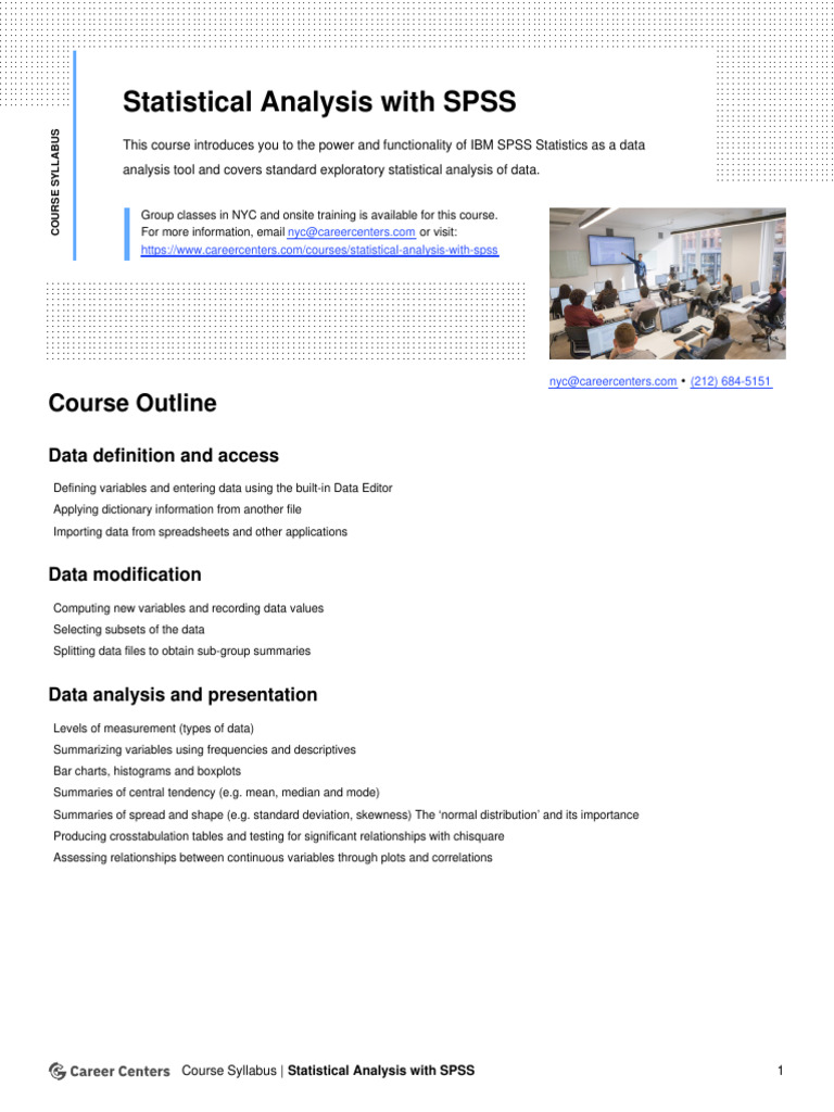 Statistical Analysis With Spss Syllabus | PDF