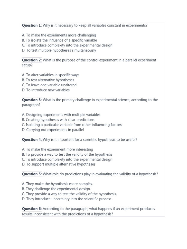 Importance of Control in Experiments | PDF | Teaching Methods ...