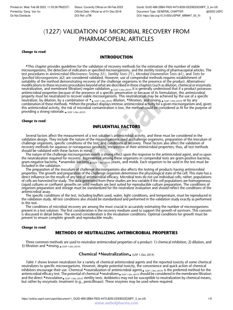 Microbial Recovery Validation Guidelines | PDF | Colony Forming Unit | Antimicrobial