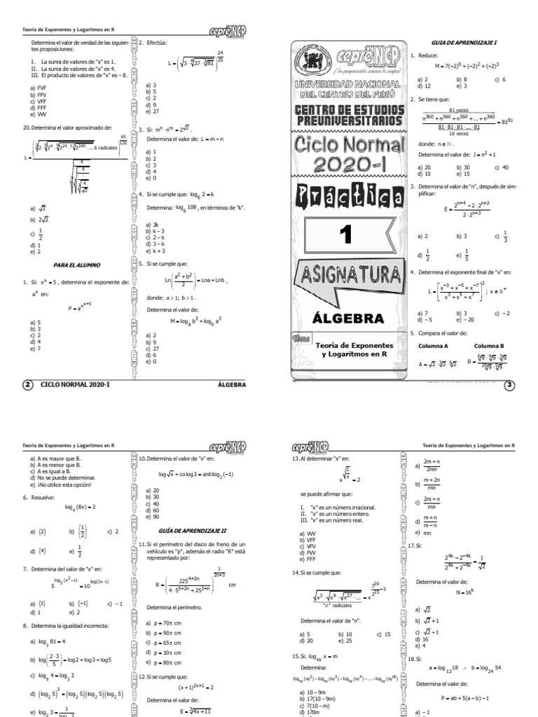 Teoría de Exponentes y Logaritmos R | PDF | Aritmética | Matemáticas