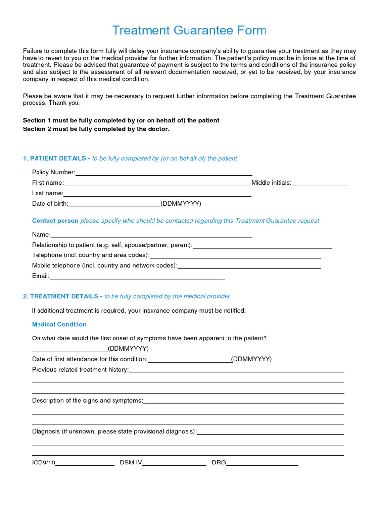 Treatment Guarantee Form (PP) | PDF