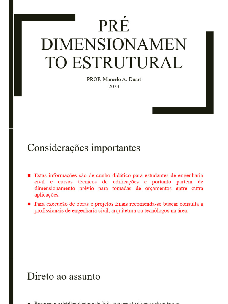 Pré Dimensionamento de Estruturas | PDF | Flambagem | Flexão (Física)