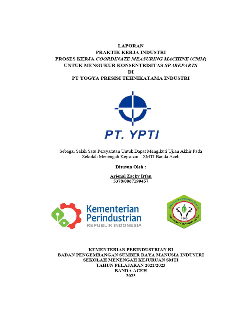 Arienal Zacky Irfan - XII TMI A - PT Yogya Presisi Tehnikatama Industri | PDF