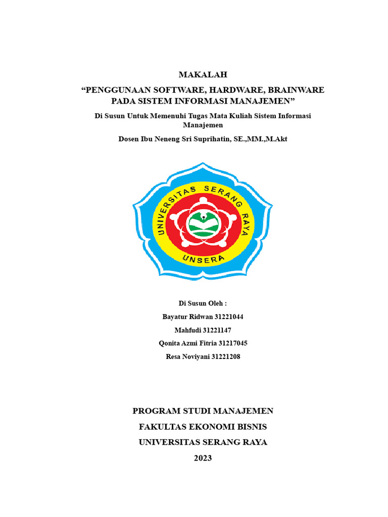 Makalah Hardware, Software, Brainware, Kel.3 Sim | PDF